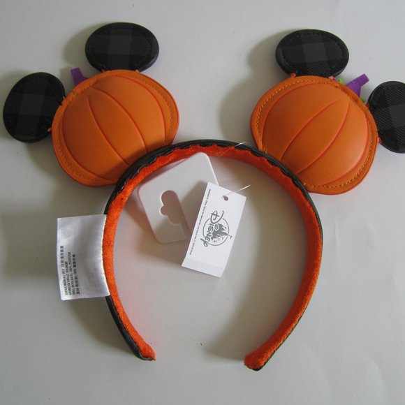 Disney | Accessories | Disney Mickey Pumpkin Halloween Gingham Hat Ears ...